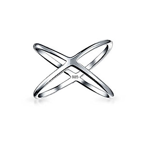 Delicate Thin Open Modern Simple Geometric Atomic X Criss Cross Ring For Teen For Women .925 Sterling Silver