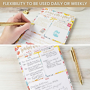bloom daily planners Teacher To-Do List Daily Planning Pad - Teacher Appreciation Gift & Task Productivity Organizer - School Tear-Off Notepad for Classroom or Homeschool (6” x 9”) - Happy Blooms