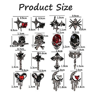 Halloween Nail Charms for Acrylic Nails 16PCS 3D Alloy Spider Skull Halloween Charms for Nails Decoration Dark Black Gothic Cross Moon Nail Gems and Charms Nail Jewelry Halloween Nail Supplies