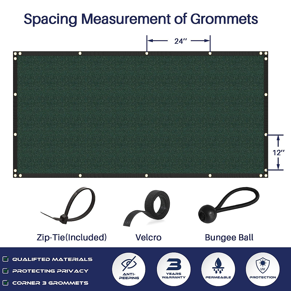 Windscreen4less 4' x 50' Privacy Fence Screen Heavy Duty Windscreen Fencing Cover Windblock Mesh Fabric Shade Cloth with Brass Grommtes for Garden Yard Pool Deck Carport Construction, Green