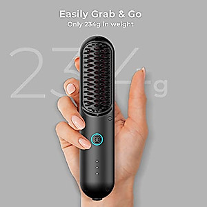 TYMO Porta Cordless Hair Straightener Brush | Mini Portable Straightening Brush for Travel | Negative Ion Hair Straightener Styling Comb | USB Rechargeable Feature | Safety Anti-Scald Design