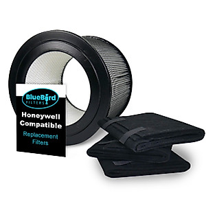BlueBird Filters Replacement HEPA Filter & Carbon Pre Filter Kit For Honeywell 50250 50250-S OEM Part Number 24000 (1 HEPA + 3 Carbon Pre-Filter)