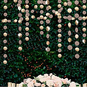 5 Pack Circle Dots Garland Champagne Gold Party Decorations Paper Garland Party Streamers Bunting Backdrop Hanging Decor Banner,Party Decor Banner Totally 65 Ft