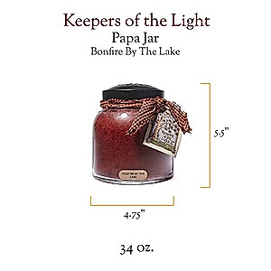 Valentine's Day Special Bundle Bonfire by The Lake - 34oz Papa Scented Candle Jar Plus Black Heart Candle Jar Holder