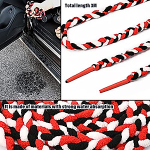 NEWISHTOOL 10 Ft Hand Braid Strand Soak Shield Rope for Car Window Tinting, Car Wash Windshield Glass Gap Absorbent Drying Rope 3 Meters Microfiber Water Absorbed Tool