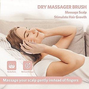 Sndyi Scalp Massager Shampoo Brush, 100% Silicone Hair Scrubber for Washing Hair, Upgraded Scalp Scrubber/Exfoliator for Dandruff, Head Scalp Massager for Hair Growth, Wet Dry Scalp Brush, Pink