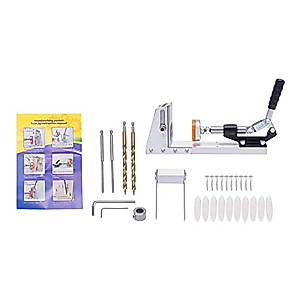 Pocket Hole Jig Kit, Professional Pocket Screw Jig Set 3/8in Hole All-in-One Joint Angle Tool Pre-Drilled Holes Wood Hole Jig System Kit For Hardwood, Softwood Woodwork Drill Pocket Holes