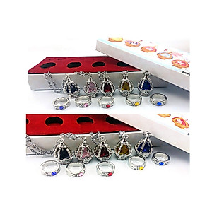 Anime Cosplay Puella Magi Madoka Magica Soul Core Gem 5 Necklace With 5 Tail Ring