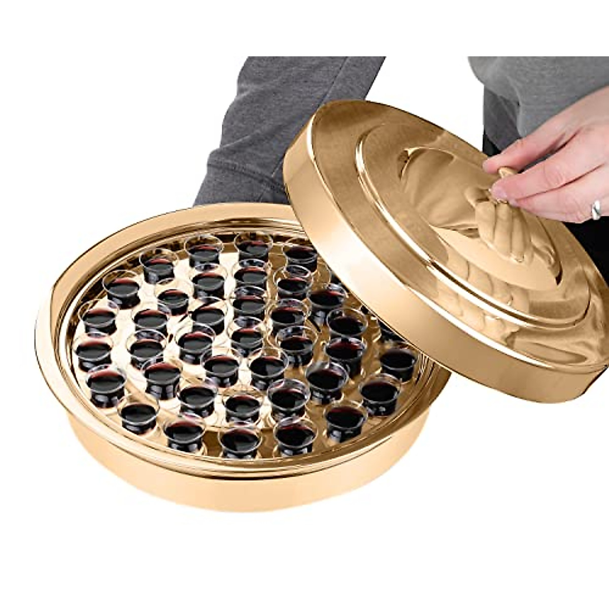 Steadfast Selections - (Cup Tray) Premium Gold Communion Trays for Churches | Communion Set | Communion Plates for Church | Communion Tray Set | Communion Supplies | Church Communion Ware