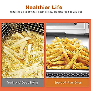 Nuwave Bravo Air Fryer Toaster Oven Combo, 12-in-1 Smart Convection Ovens Countertop 30QT with Integrated Digital Temperature Probe, Tray, Basket, Fry Rack and Recipes