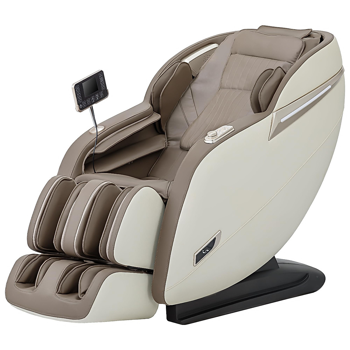 MassaMAX Full Body Massage Chair, Zero Gravity Recliner with Yoga Stretch, SL Track, Airbags, Heating, Touch Screen, and Foot Massage (MD906-Beige)