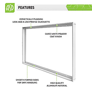 ASD 2x4 Surface Mount Frame for LED Flat Panel Light - Aluminum Surface Mounting Bracket Kit for Drop Ceiling - Low Profile Back-Lit Panels Mount Kit, White