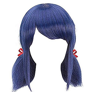 Dailyacc Wig for Girls Costume Dress Up Christmas Cosplay Blue Hair with Tails Gifts…