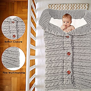 Newborn Baby Swaddle Blanket, Baby Kids Toddler Knit Soft Warm Fleece Blanket Swaddle Sleeping Bag Stroller Unisex Wrap for Boys Girls (Grey)