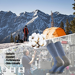 Ortis Men's Cotton Cushion Crew Socks Moisture Wicking Breathable Thick Warm Thermal for Athletic Heavy Duty Work Boot(Denim L)