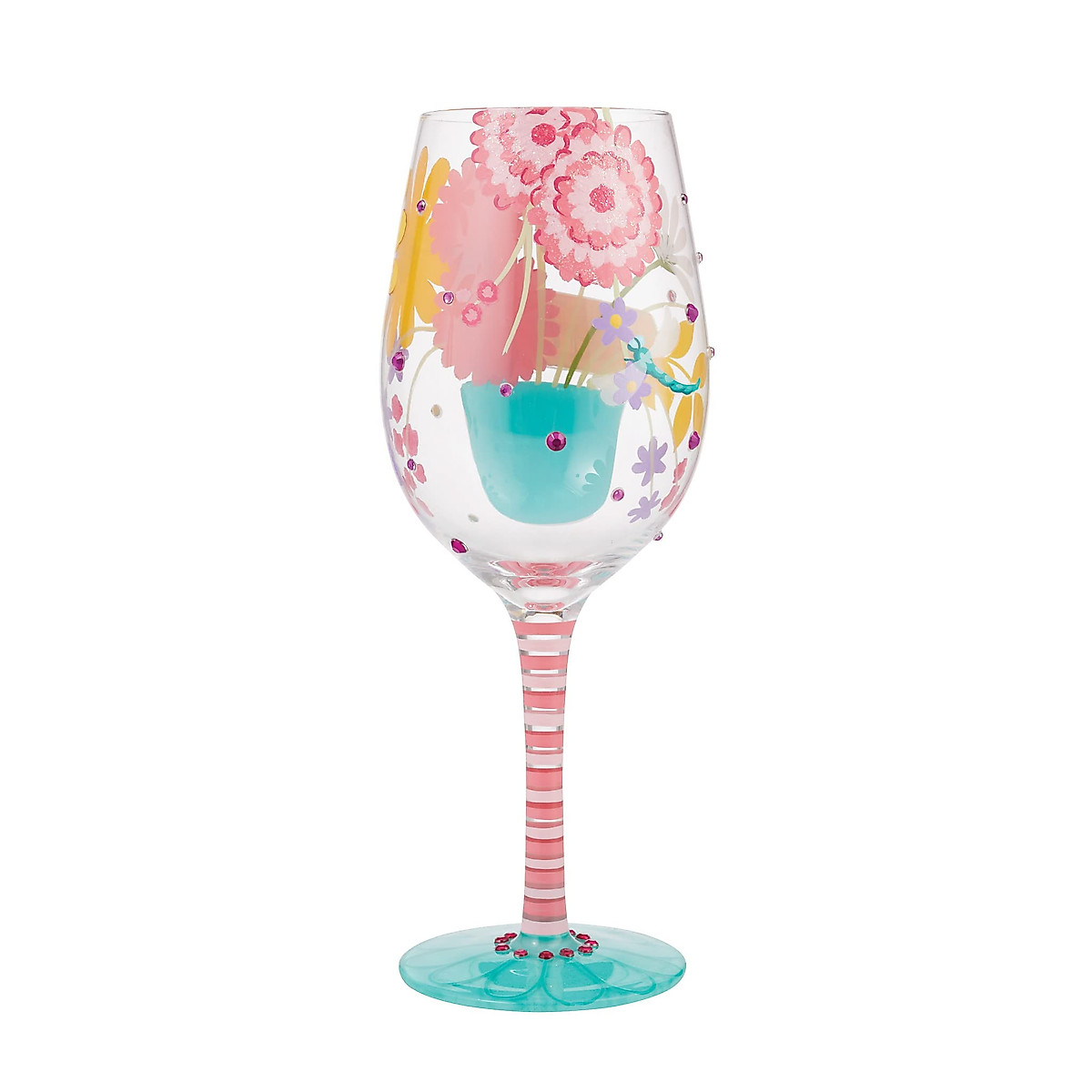 Enesco Designs by Lolita Best Mom Ever Hand-Painted Artisan Wine Glass, 15 Ounce, Multicolor
