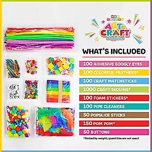 WAU CRAFTS Arts and Crafts Supplies for Kids - 1750 pcs Crafting for School Kindergarten Homeschool - Supplies Set for Kids Craft Art - Supply Kit for Toddlers and Kids Age 2 3 4 5 6 7 8 9