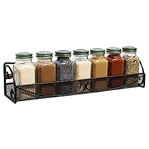 Deco Brothers 2 Pack Wall Mount Single Tier Mesh Spice Rack, Bronze