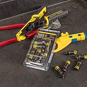 Klein Tools VDV812-606 F-Connector for RG6/6Q Coaxial Cable, Universal Compression Connectors, Male, Professiol Grade, 10-Pack