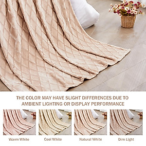 Exclusivo Mezcla Soft Throw Blanket for Couch, 50x70 Inches Flannel Fleece Blanket, Decorative Geometry Pattern Plush Blankets for All Season, Camel Blanket