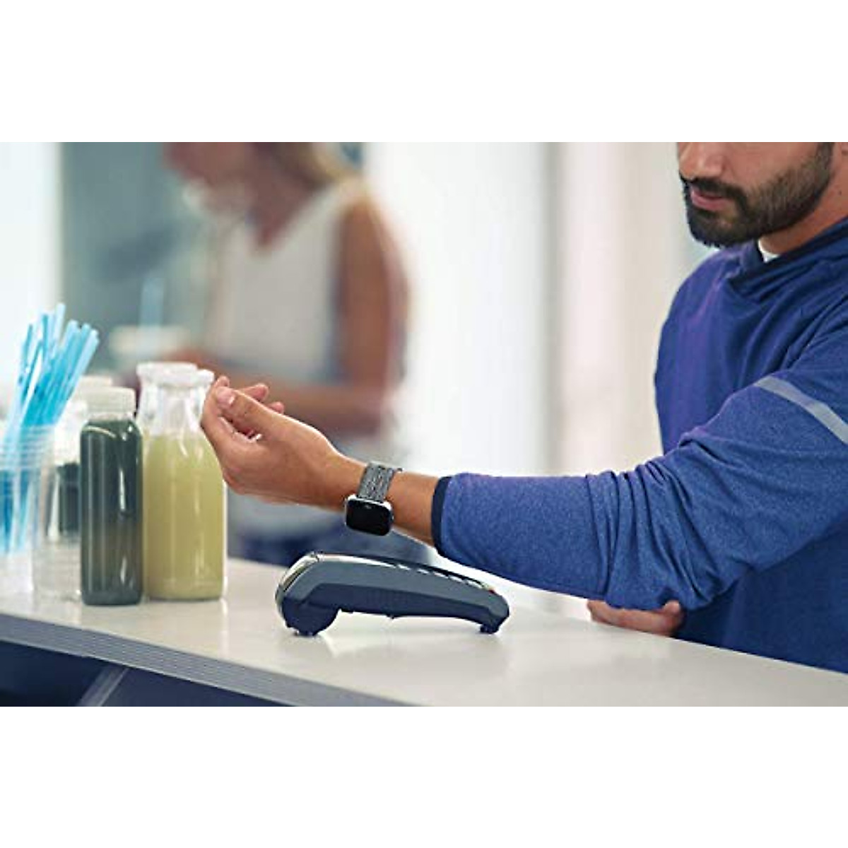 Fitbit Versa Special Edition Smart Watch - Charcoal Woven & Black Band (Renewed)