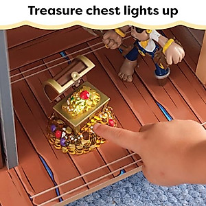 KidKraft Pirate's Cove Wooden Ship Play Set with Lights and Sounds, Pirates and 17-Piece Accessories, Gift for Ages 3+