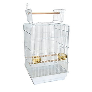 YML A5984 3/4" Bar Spacing Open Top Small Parrot Cage, 18" x 18", White