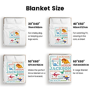 HSSQMH Personalized Dinosaur Blanket for Boys Personalized Party Favors with Dinosaur Design Dinosaur Room Decor Throw Blanket for Teens Kids for Couch Sofa Bed Dino Blanket for Girls Teens