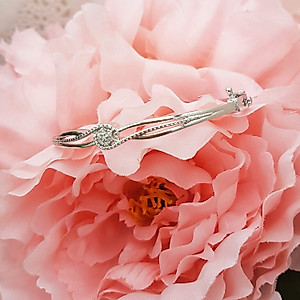 Dazzlingrock Collection 0.04 Carat (ctw) Round Cut White Diamond Ladies Twisted Bangle Bracelet, Sterling Silver