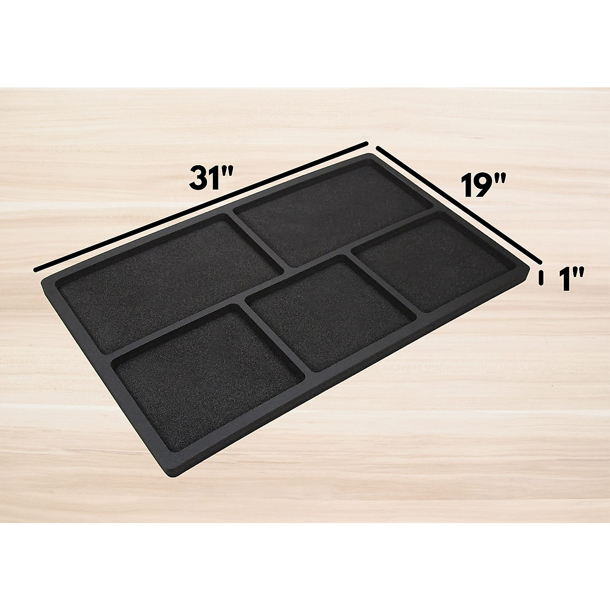 Polar Whale Under Sink Cabinet Mat Floor Protector Tray Waterproof Washable Protection Kitchen or Bathroom Drip Spill Durable Black Foam Odorless Flexible Leak Liner 31 x 19 Inches