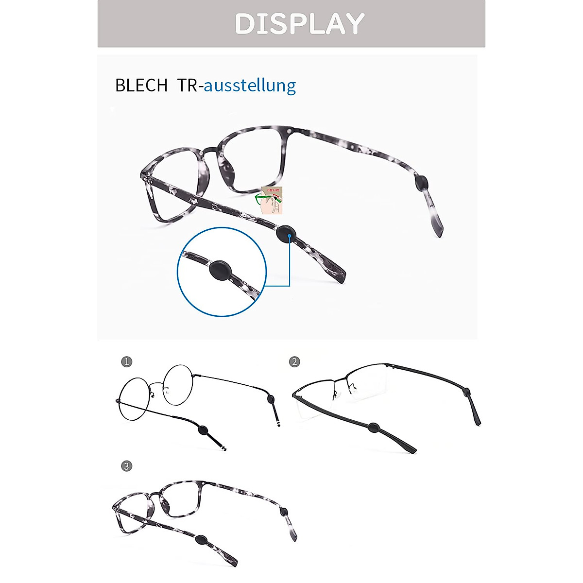 OPUGIT Silicone Eyeglasses Temple Grips Retainer, 2021 Upgraded Mini Round Eyewear Retainer, Anti-Slip Glasses Retainers, Frame Grips for Spectacle, Sunglasses, Glasses, Eyewear, 10 Pairs,Black