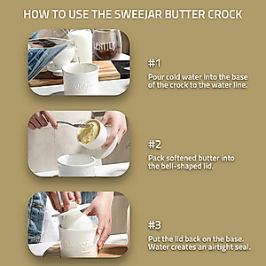 Sweejar Porcelain Butter Crock Keeper, French Butter Dish Keeps the Butter Fresh Soft & Spreadable, Serving Butter Easy for Bread Lovers Breakfast Kitchen Counter (Yellow)