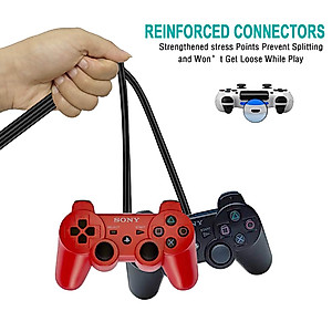 SCOVEE PS3 Controller Cord, 【2 Pack 10ft】 PS3 Charger Cable for Sony 3 / PS-3 Slim SixAxis Controller,PS3 Charging Cord,PS3 Charging Cable,PS Move DualShock 3 Remote Charge Wire