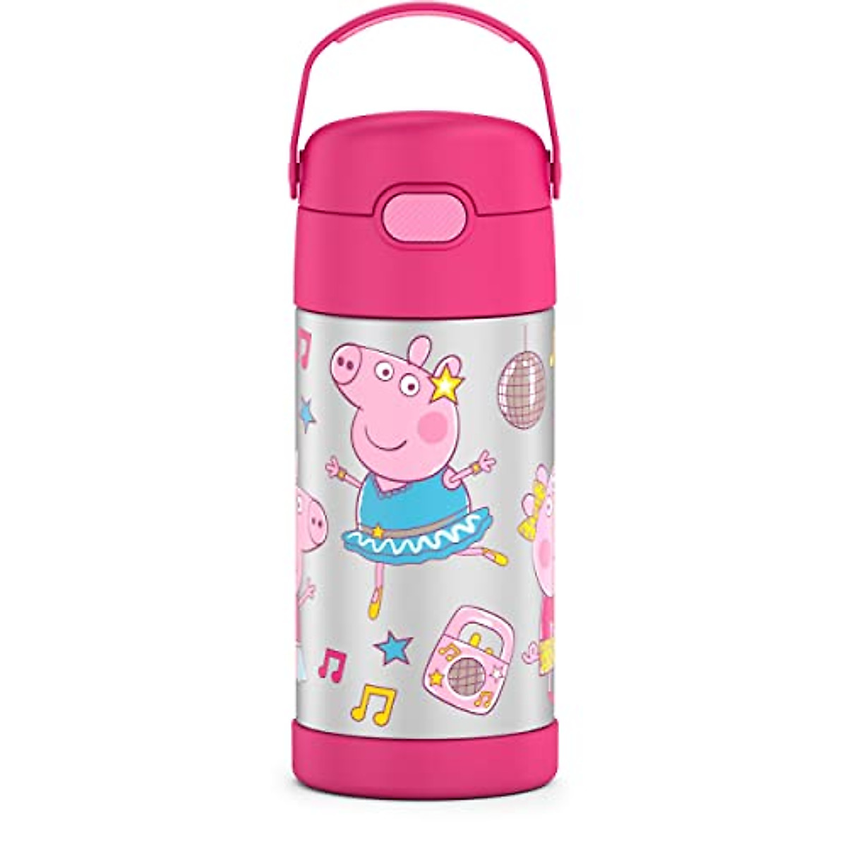 THERMOS FUNTAINER 12 Ounce Stainless Steel Vacuum Insulated Kids Straw Bottle, Peppa Pig & Thermos Replacement Straws for 12 Ounce Funtainer Bottle, Clear, one size (F401RS6)