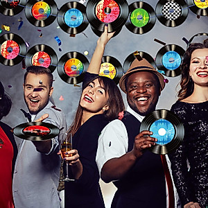 3 Packs 1950's Rock and Roll Music Party Decorations Record Cutout Banner Record Wall Decor Signs for 50's Theme Rock Party Supplies Music Party Favors