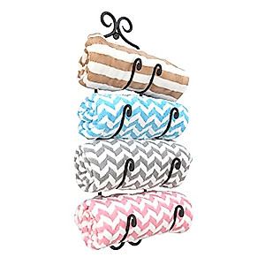 Towel Rack Wall Mounted, Bathroom Decor, Metal Towel & Wine Rack Holder, Storage Shelf for Bath Cloths, Small/Large Towels, Yoga Mat, Foam Roller, Washcloths, Hats, Decor (Black) by The Metal Magician