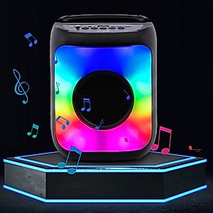 Portable Wireless Bluetooth Speaker Waterproof Speakers Loud Stereo with Mixed Colored LED Lights Mode for Home Theater,Party,Outdoor,Gym,Gaming,TV...