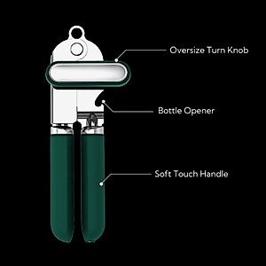 KITCHENDAO Manual Can Opener, Super Sharp Sandvik 12C27 Blade, Handheld Can Opener with Magnet, Smooth Edge Cut, Soft Grip, Oversized Knob for Seniors & Arthritis, Easy to Use, Green