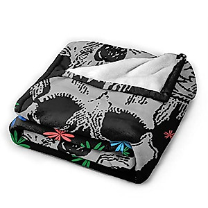 Sofevaim Halloween Blanket, Birthday Gift for Women Lover Blanket, Skull Blanket with Colorful Flowers, Fall Christmas Soft Warm Bedding Plush Throw Blanket for Sofa Bed Couch 60" x 50''