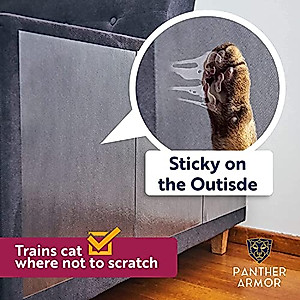 Panther Armor Cat Scratch Deterrent Tape – 12 Double Sided Anti Scratching Sticky Tape - Cat Furniture Protector – Cat Training Tape Corner Couch Protector for Cats - Cat Scratch Furniture Protector