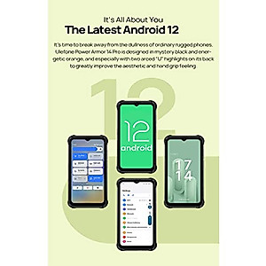 Ulefone Armor 14 Pro 10000mAh Rugged Smartphone, Android 12, 6GB+128GB, Helio G85 Octa-core Waterproof Rugged Phone, 6.52” HD+, 20MP AI Camera, Fast Charging Unlocked Cell Phones, Dual Sim 4G