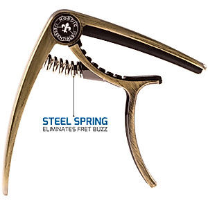 Guitar Capo Deluxe for Guitars, Ukulele, Banjo, Mandolin, Bass -Made of Premium Quality Zinc Alloy for 6 & 12 String Instruments- Luxury Accessories Nordic Essentials&trade (Bronze)