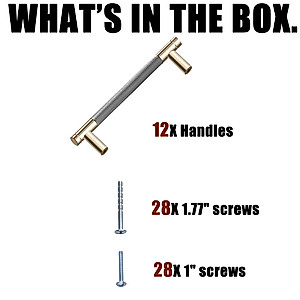 Ntresbonne 12 Pack 5 Inch 128 mm Barrel Cabinet Pulls Gold and Grey Cupboard Aluminum Handles Drawer Pull Cabinet handles