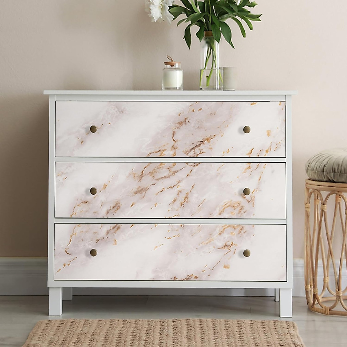 practicalWs Marble Contact Paper for Countertops Waterproof, 15.7in×118.1in Marble Wallpaper Peel and Stick, Self Adhesive Removable White/Gold Wall Paper for Kitchen Backsplash Cabinet Furnitur