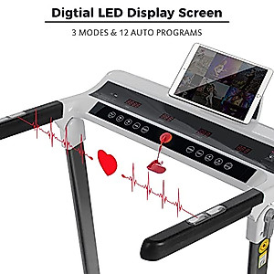 HomSof Folding Electric 3.5HP Treadmill Medium Running Machine Motorised Gym 330lbs,Portable Compact Treadmill for Home Gym Fitness Workout Jogging Walking,14KM/H,White