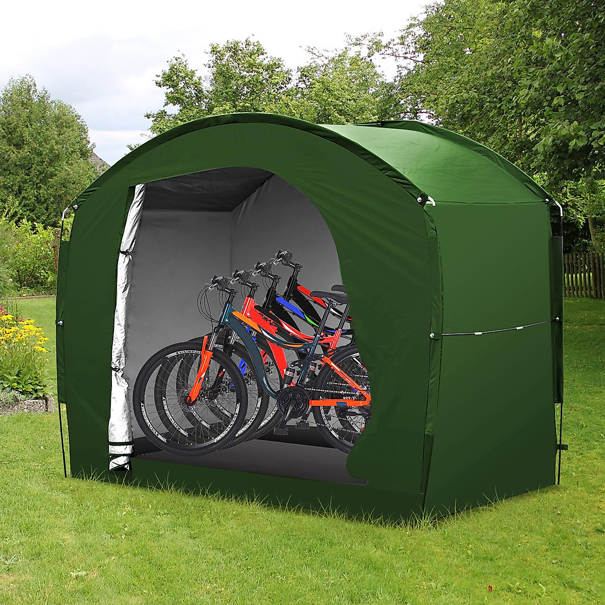 Bike Storage Tent Portable Shed Cover for Bikes, Lawn Mower, Garden Tools, Waterproof Outdoor Backyard Storage Tent Shelter
