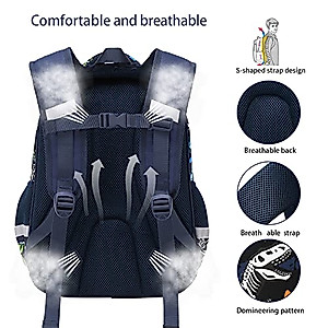 Wawakube 3Pcs Boys Dinosaur Backpack Set with Lunch Box Pencil Case, School Book Bag for Kids Elementary Preschool