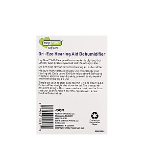 EZY DOSE Dehumidifier for Hearing Aid Cleaning, Small Container for Home or Travel, Easy to Use, Everyday Cleaner, Protection Against Moisture and Sweat, BPA Free