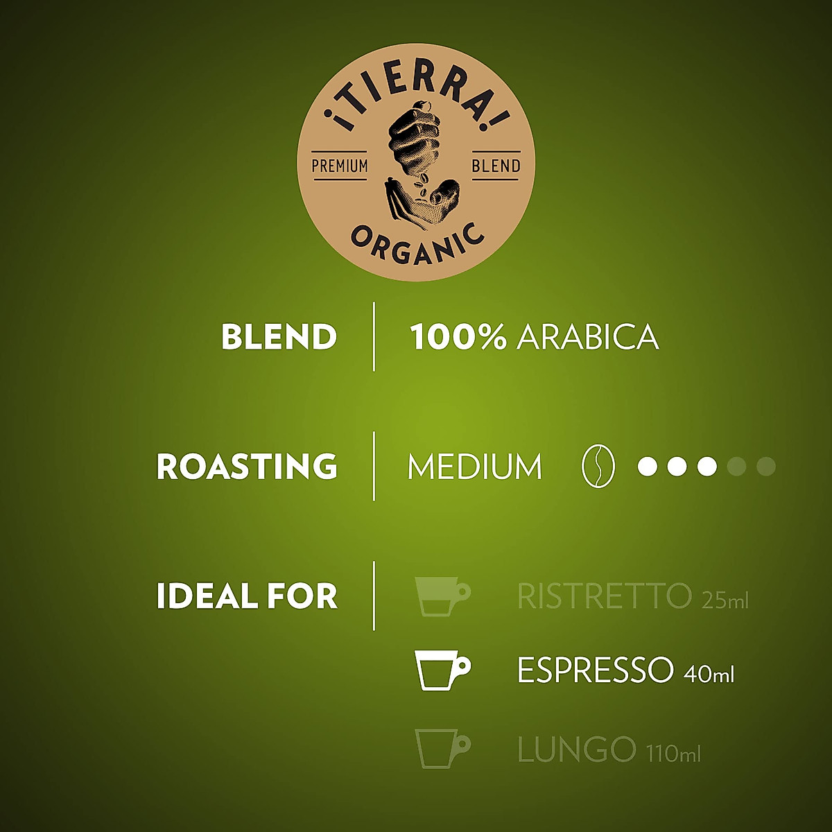 Lavazza TIERRA PLANET USDA ORGANIC Espresso Aluminum Capsules Compatible with Nespresso Original Machines (Pack of 60) ,Value Pack, Medium Roast, 100% Arabica, Intensity 7 of 13