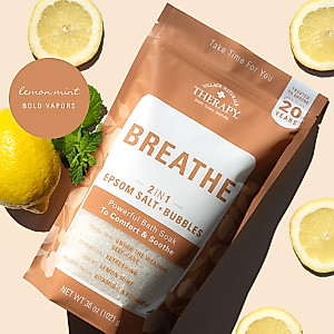 Village Naturals Breathe Foaming Body Soak, Epsom Salt, Essential Oils, Soothing Bubbles, Sea Salt 36 oz, Pack of 2